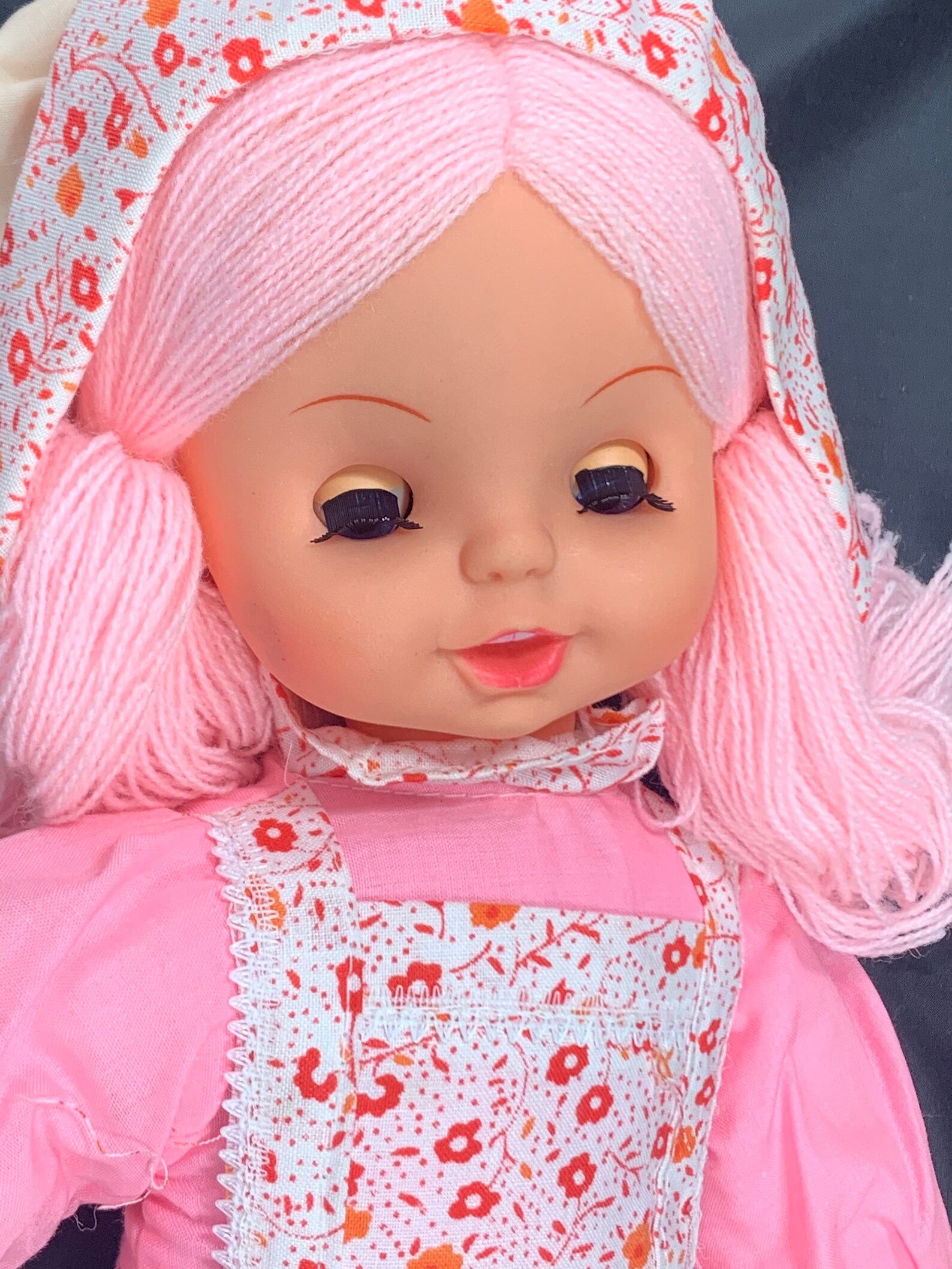 Cute rag doll with pink yarn hairs 37 cm Jack et Lisa and | Etsy