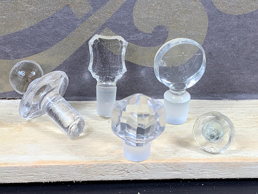 Vintage Set of 5 Glass Stoppers for Carafes Vintage Decorative Glass ...