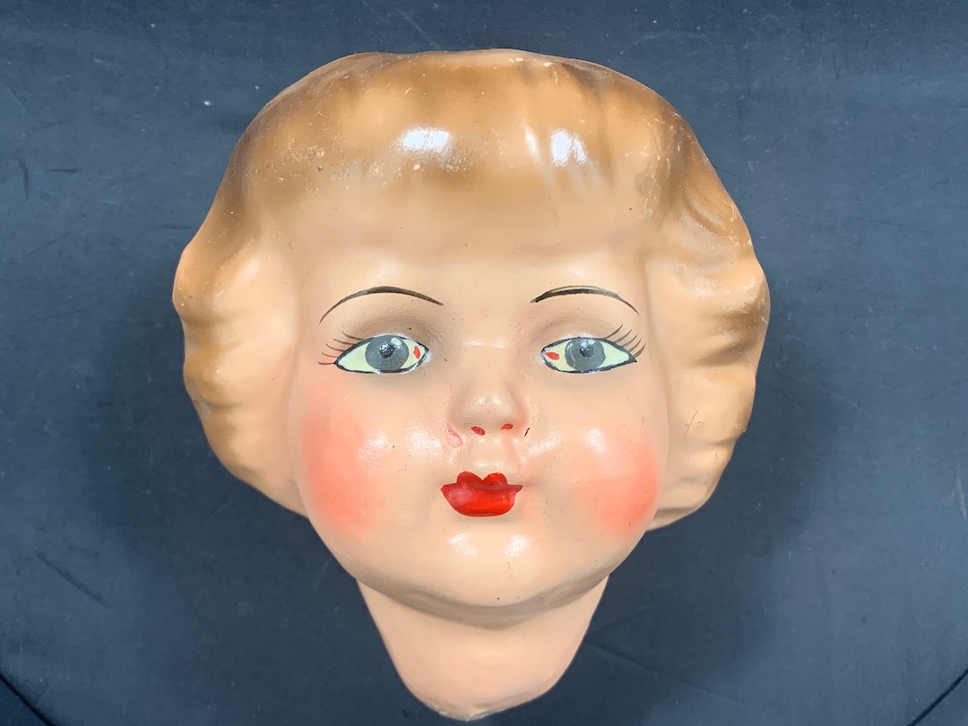 Large Antique Head of a Girl Doll Paper Marche Hand Painted 8.4 Inch - Etsy