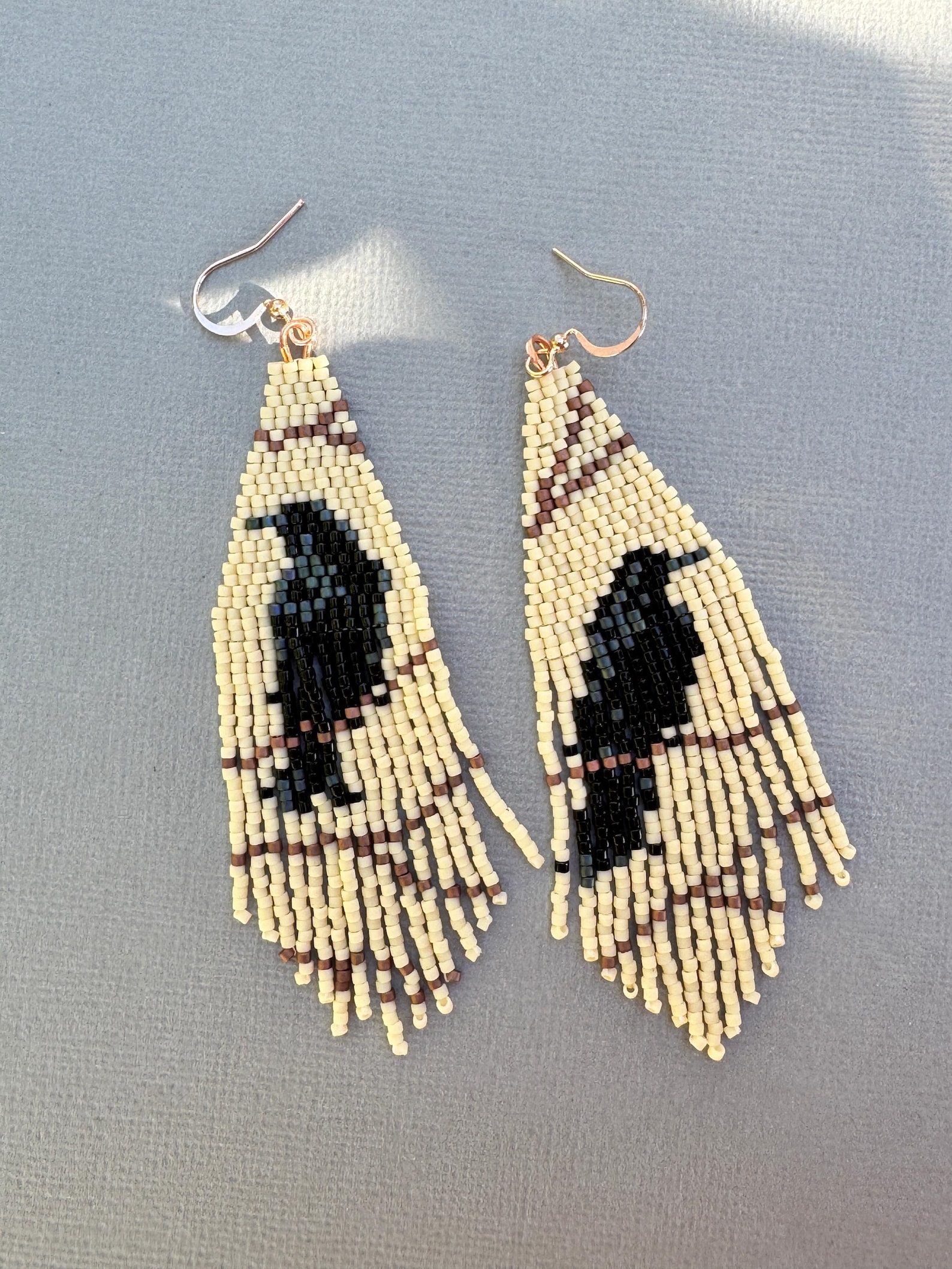 Raven Beaded Fringe Earrings - Gothic Hand Beaded Statement Jewelry - Etsy
