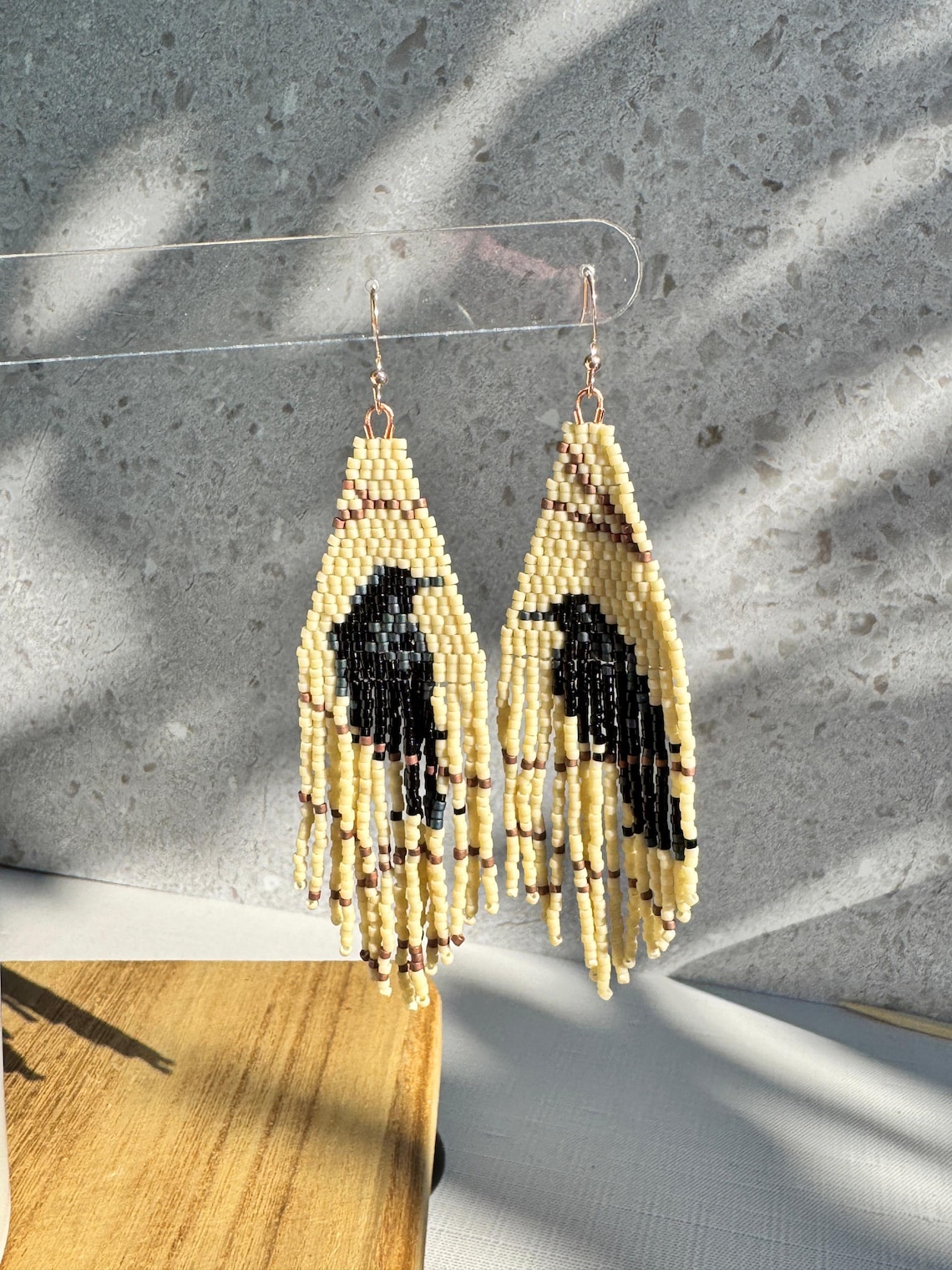Raven Beaded Fringe Earrings - Gothic Hand Beaded Statement Jewelry - Etsy