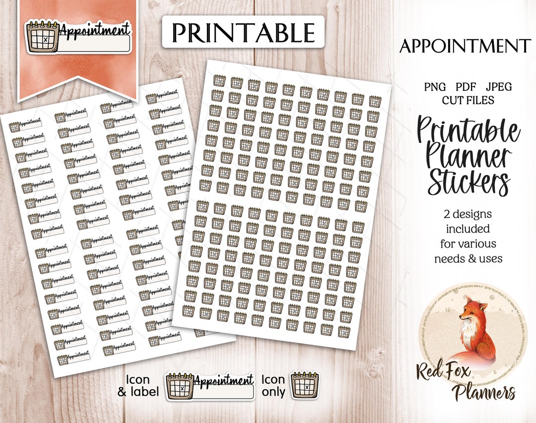 Appointment Functional Digital Printable Stickers, Instant Download ...