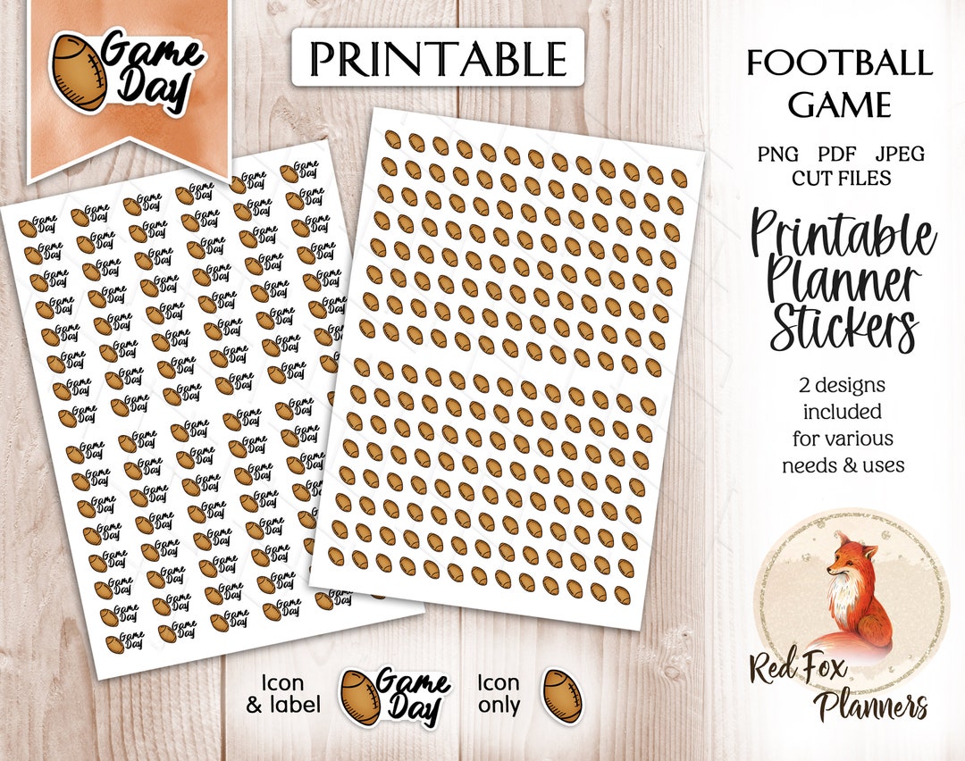 FOOTBALL GAME Functional Digital Printable Stickers, Instant Download ...