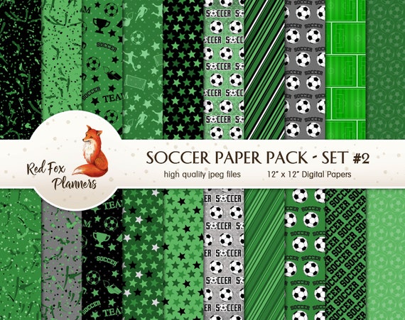 SOCCER Set 2 Digital Paper Pack 20 Quantity Grass Field - Etsy