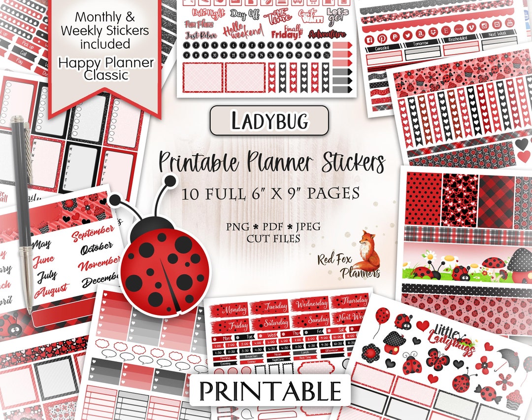 LADYBUG Happy Planner Printable Planner Sticker Kit, Ladybugs ...