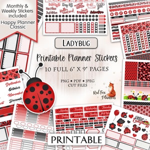 LADYBUG Happy Planner Printable Planner Sticker Kit, Ladybugs ...