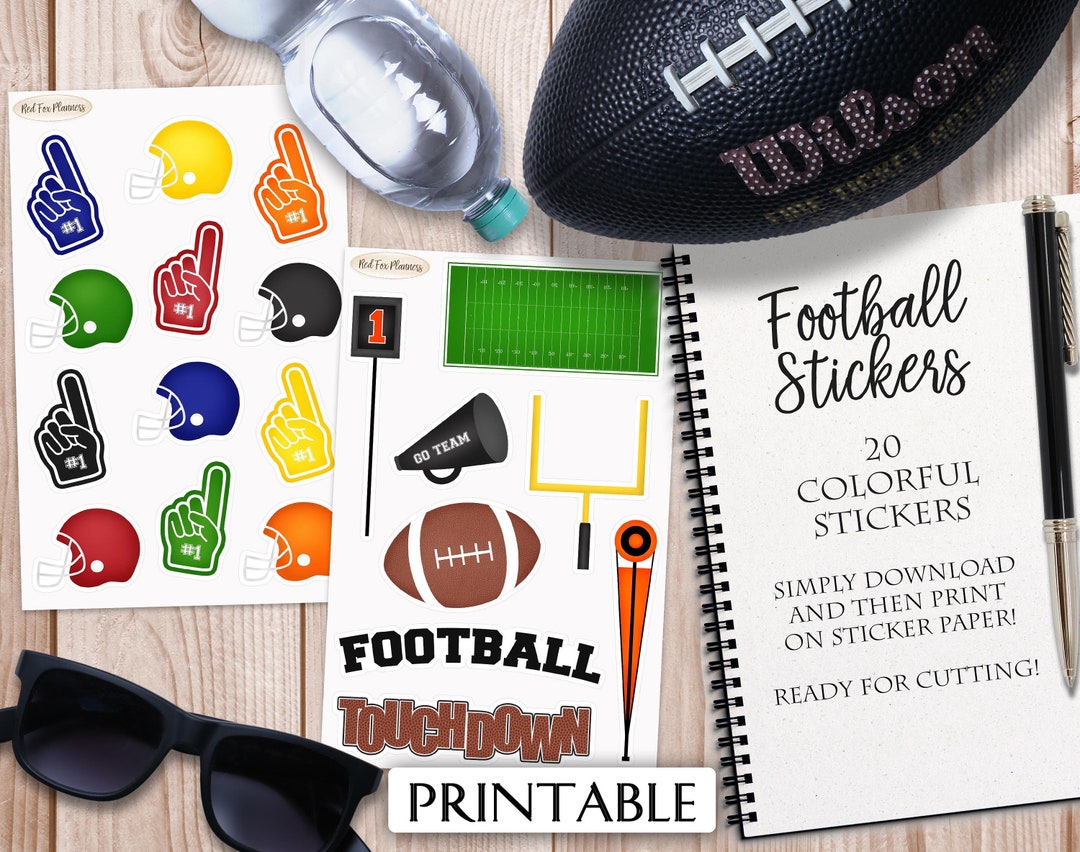 FOOTBALL Stickers, 20 Digital Printable Stickers, Instant Download ...
