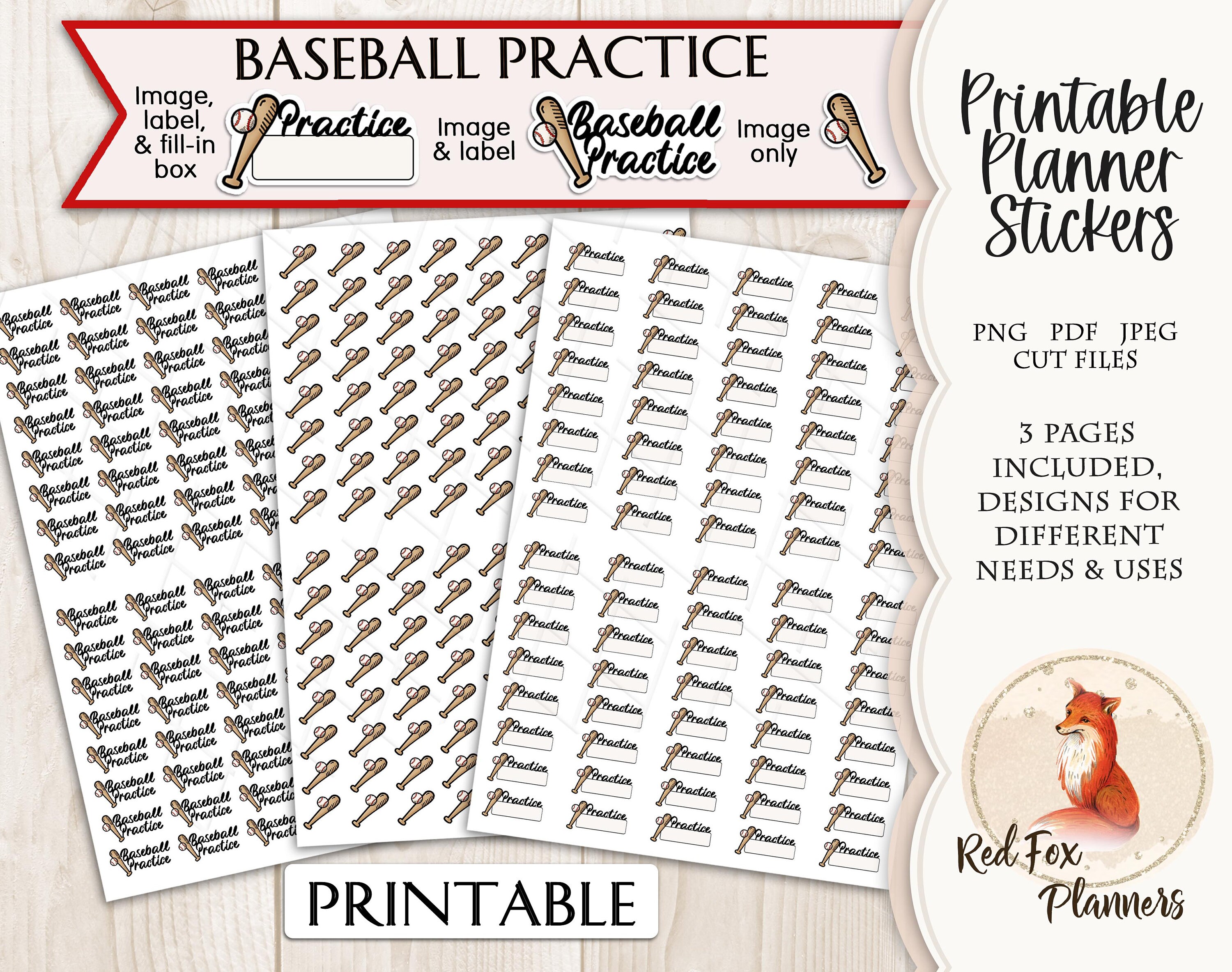 Stickers Paper Stickers, Labels & Tags Baseball Practice Stickers etna ...