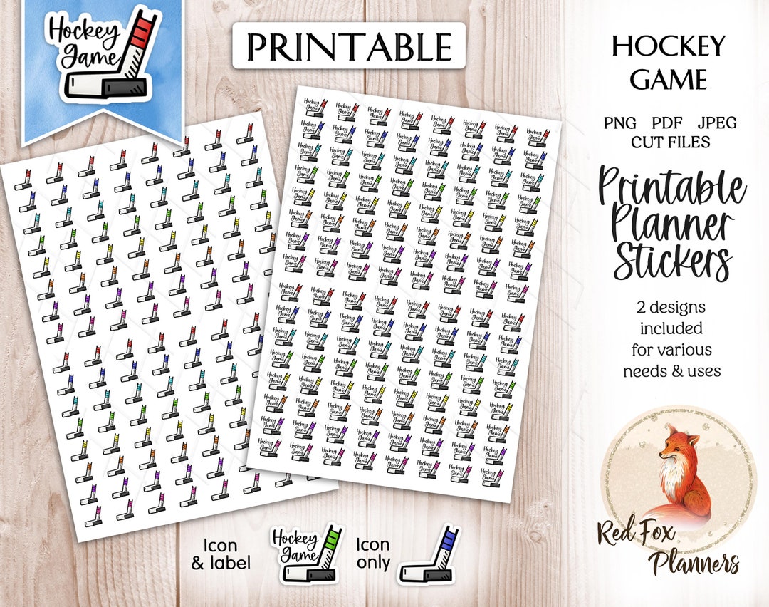 HOCKEY GAME Functional Digital Printable Stickers, Instant Download ...
