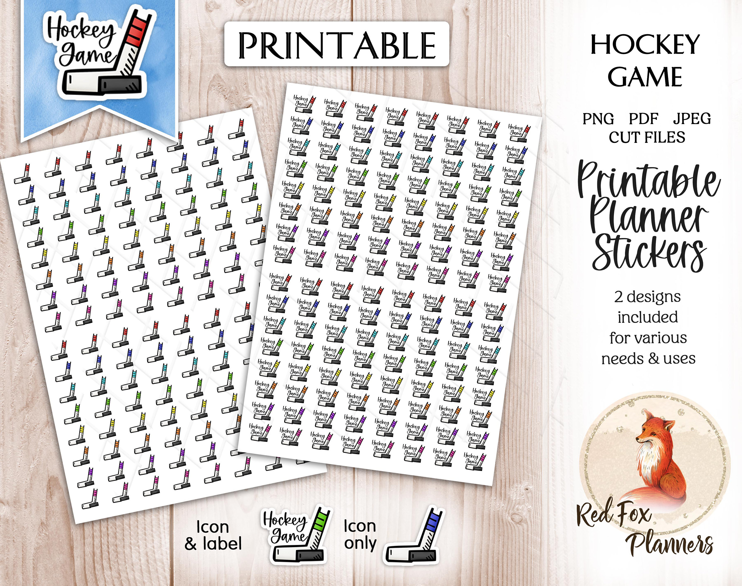 HOCKEY GAME Functional Digital Printable Stickers, Instant Download ...