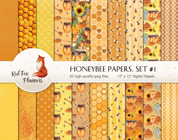 HONEYBEE Set 1 Digital Paper Pack 20 Quantity Bees - Etsy