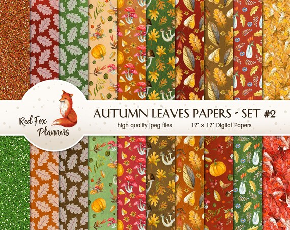 Craft Supplies & Tools leaf digital paper fall digital paper orange ...
