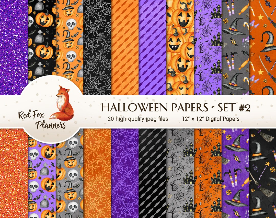 HALLOWEEN Set #2 Digital Paper Pack, 20 Quantity, Haunted House, Witch ...