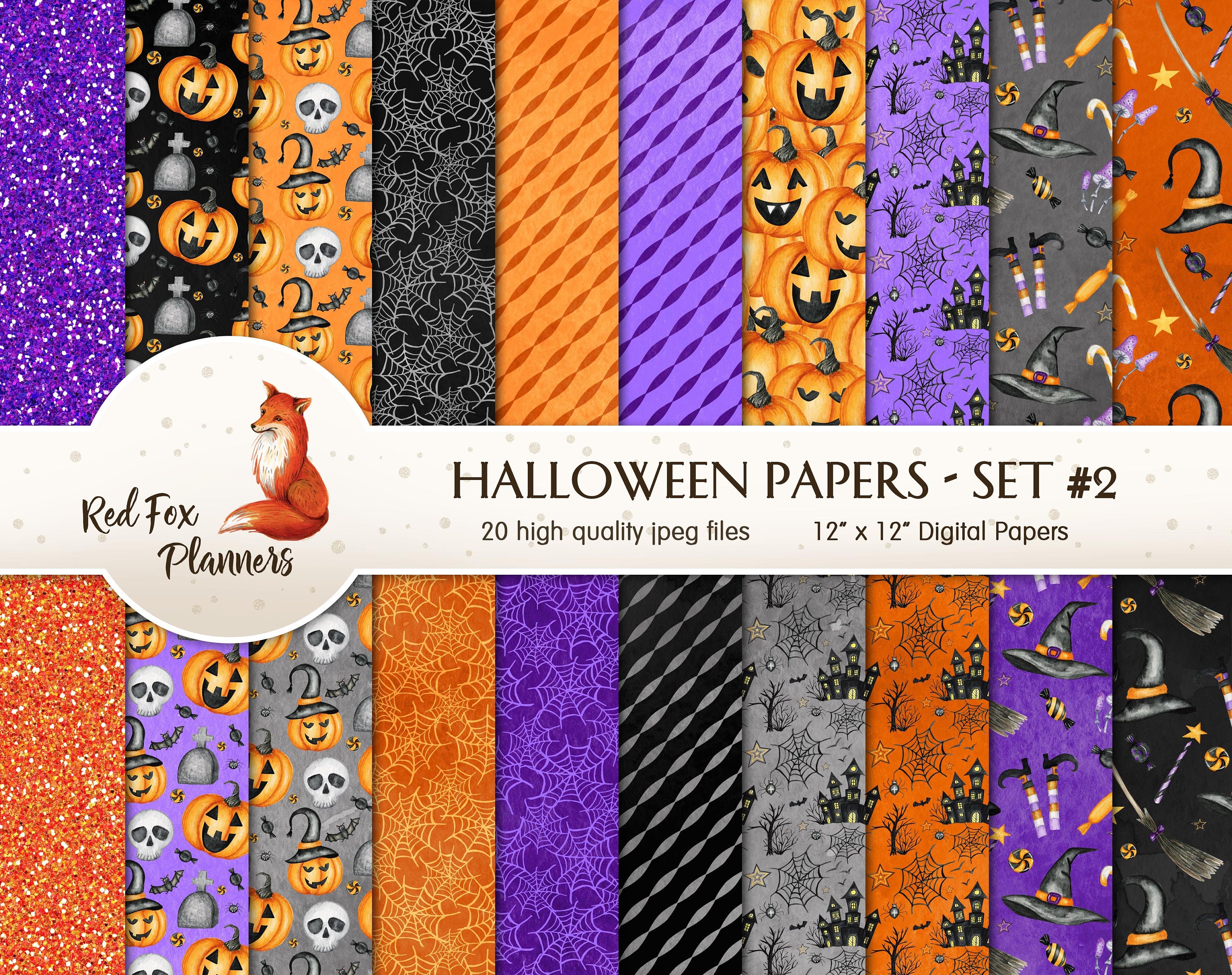 HALLOWEEN Set #2 Digital Paper Pack, 20 Quantity, Haunted House, Witch ...