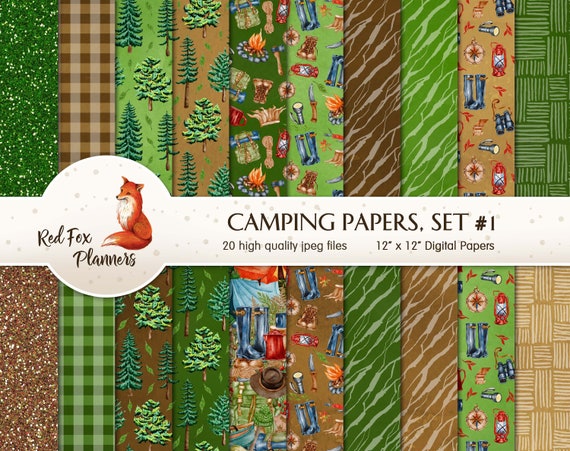 CAMPING Set 1 Digital Paper Pack 20 Quantity Outdoors - Etsy