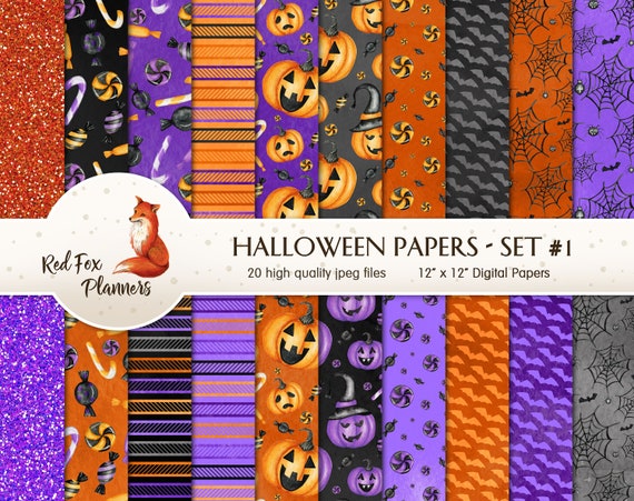 HALLOWEEN Set 1 Digital Paper Pack 20 Quantity haunted | Etsy