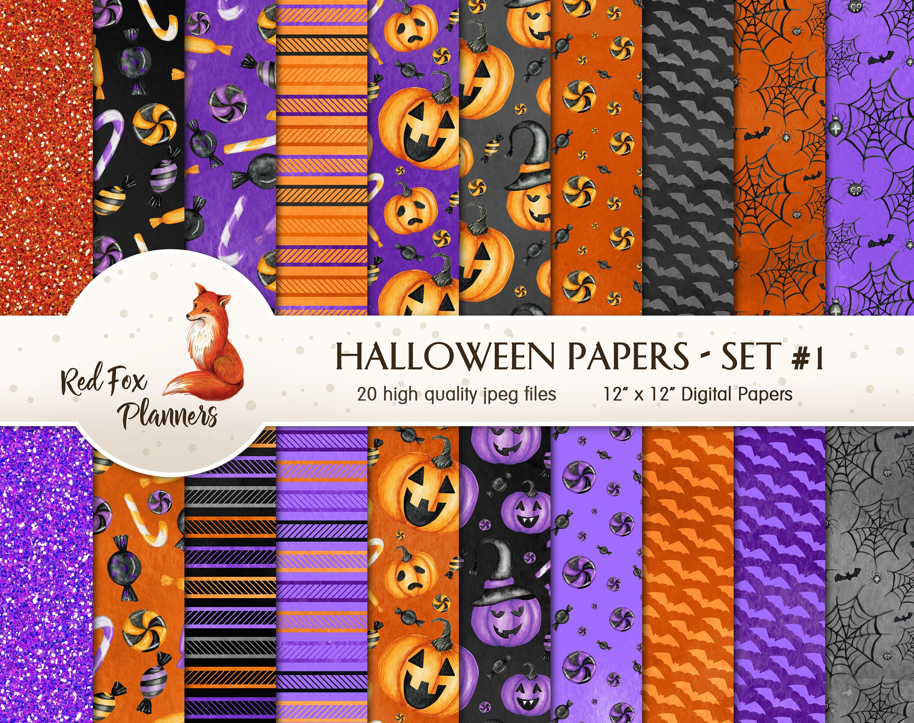 HALLOWEEN Set #1 Digital Paper Pack, 20 Quantity, Haunted House, Witch ...