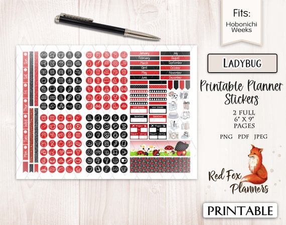 Printable Monthly Ladybug Stickers