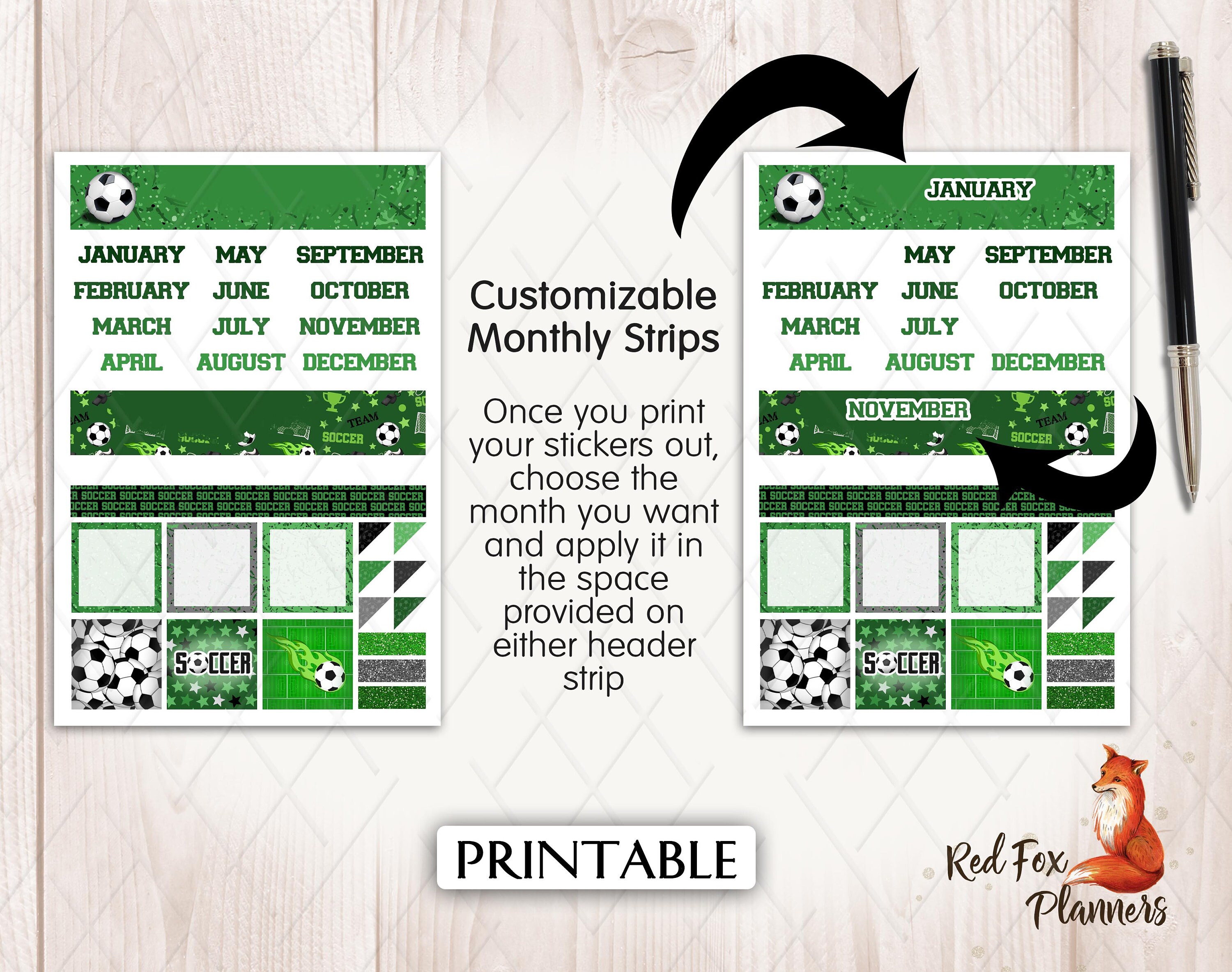 SOCCER Happy Planner Printable Planner Sticker Kit, Grass Field, Ball ...