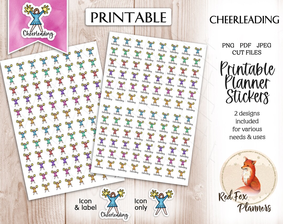 CHEER LEADING Functional Digital Printable Stickers, Instant Download ...