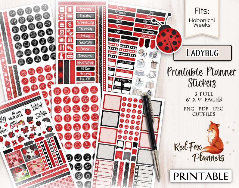 LADYBUG Hobonichi Weeks Printable Planner Sticker Kit, Ladybugs ...