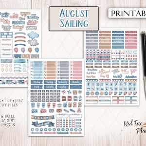 August Sailing Happy Planner (HP) Weekly Printable Planner Stickers ...