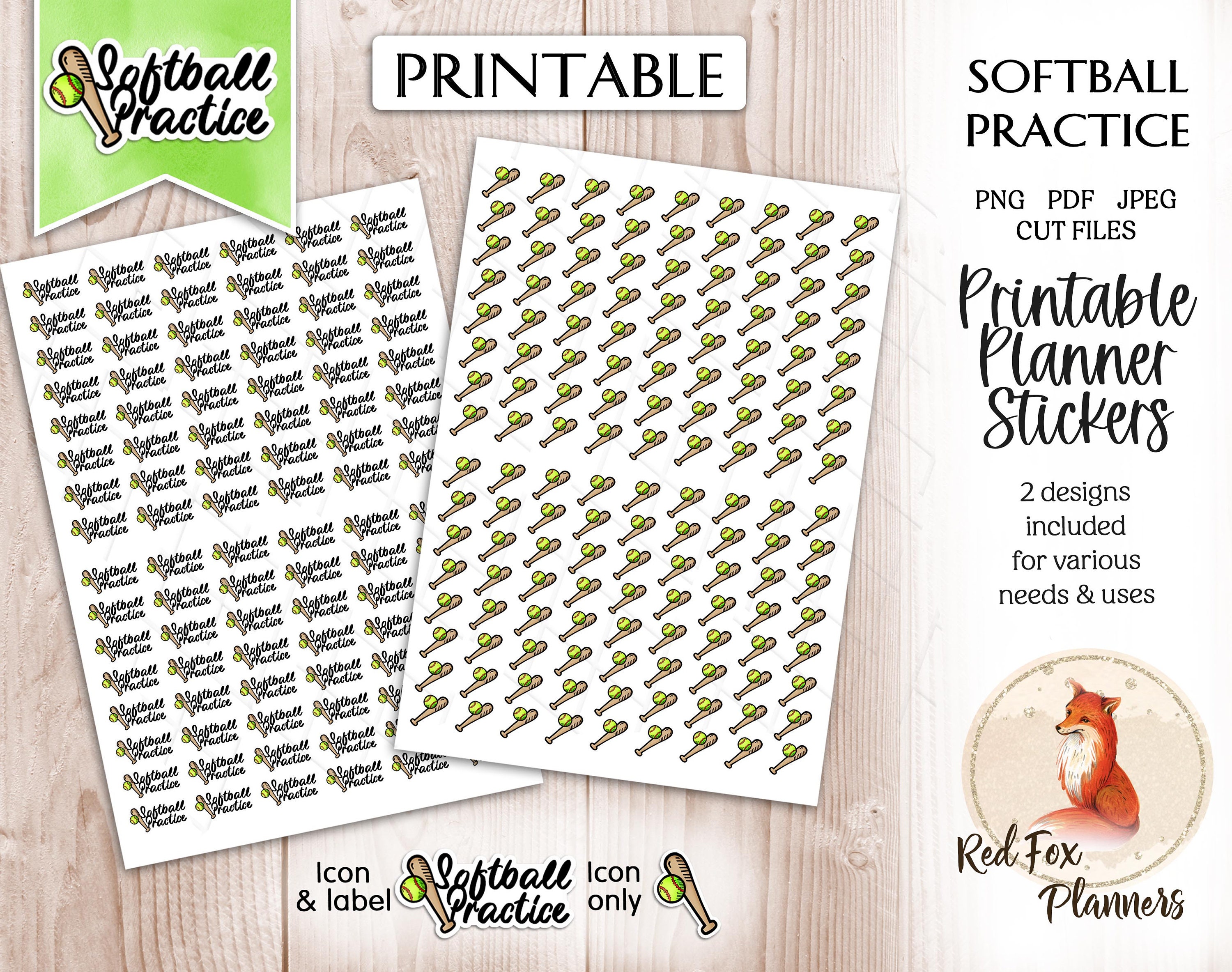 SOFTBALL PRACTICE Functional Digital Printable Stickers, Instant ...