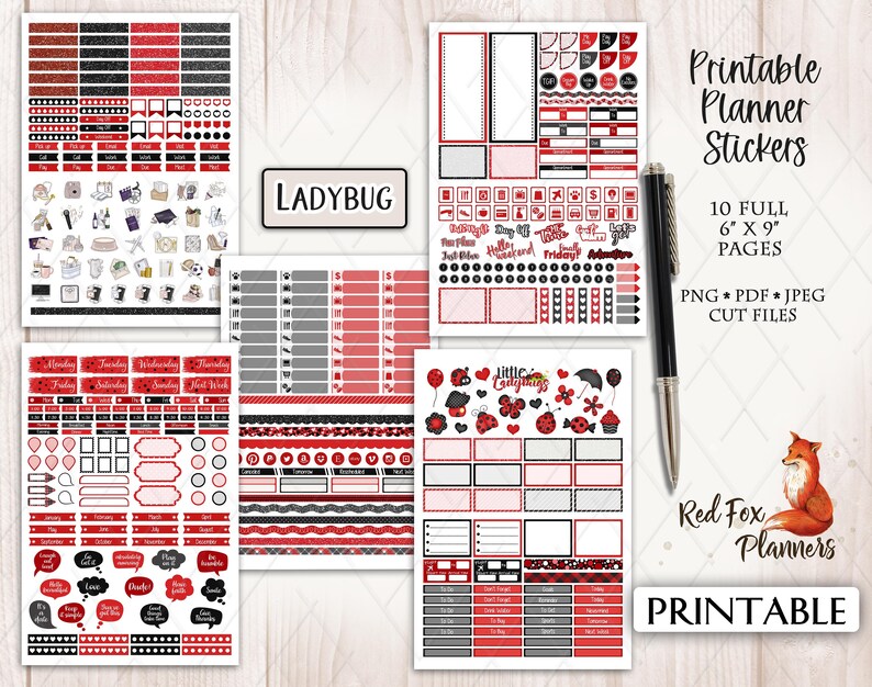 LADYBUG Happy Planner Printable Planner Sticker Kit, Ladybugs ...