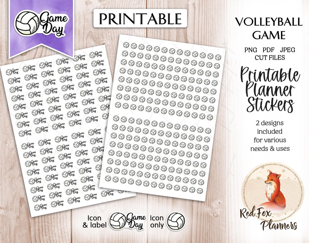 VOLLEYBALL GAME Functional Digital Printable Stickers, Instant Download ...
