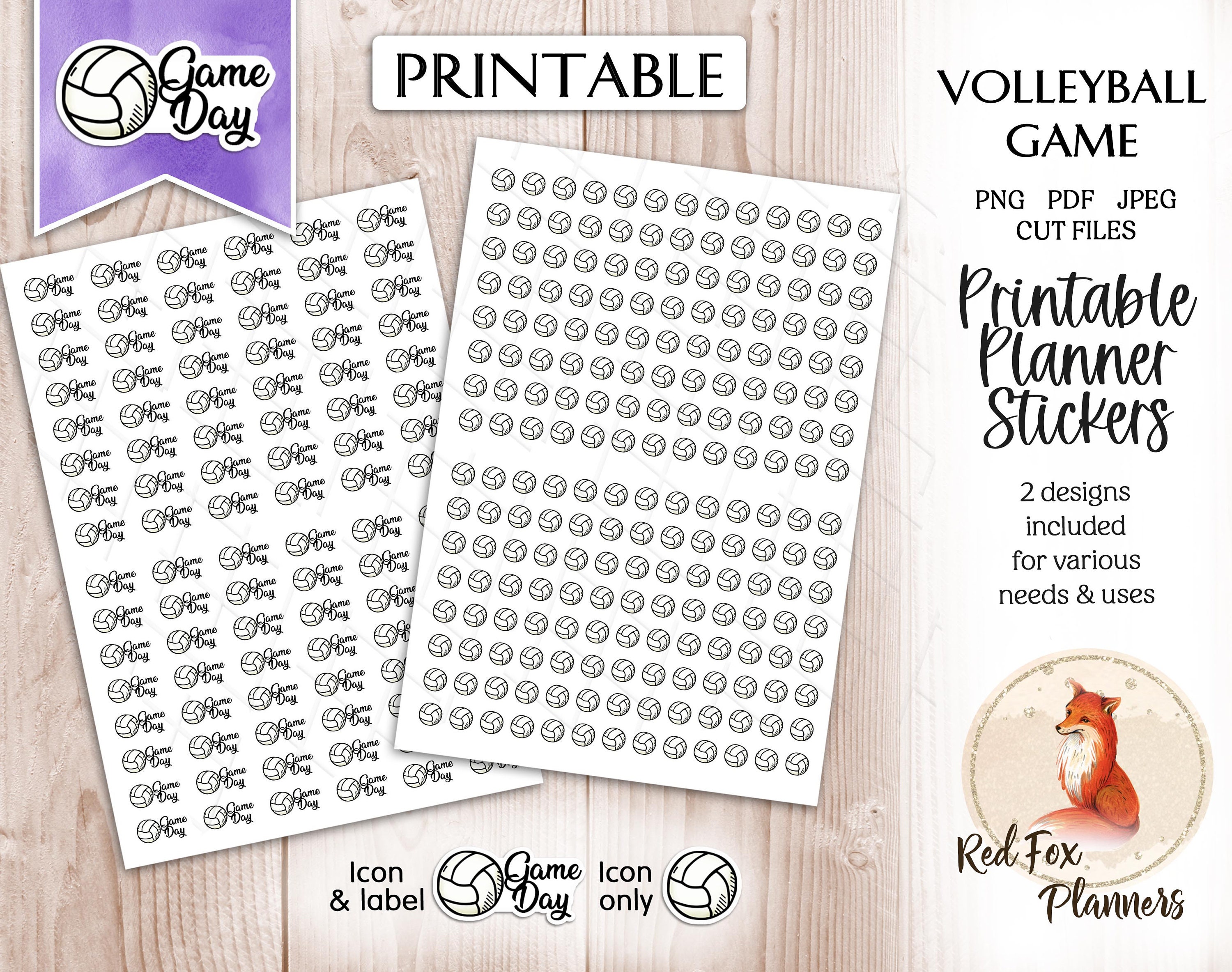 VOLLEYBALL GAME Functional Digital Printable Stickers, Instant Download ...