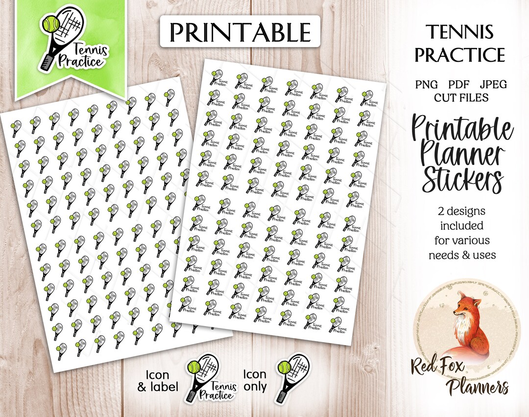 TENNIS PRACTICE Functional Digital Printable Stickers, Instant Download ...