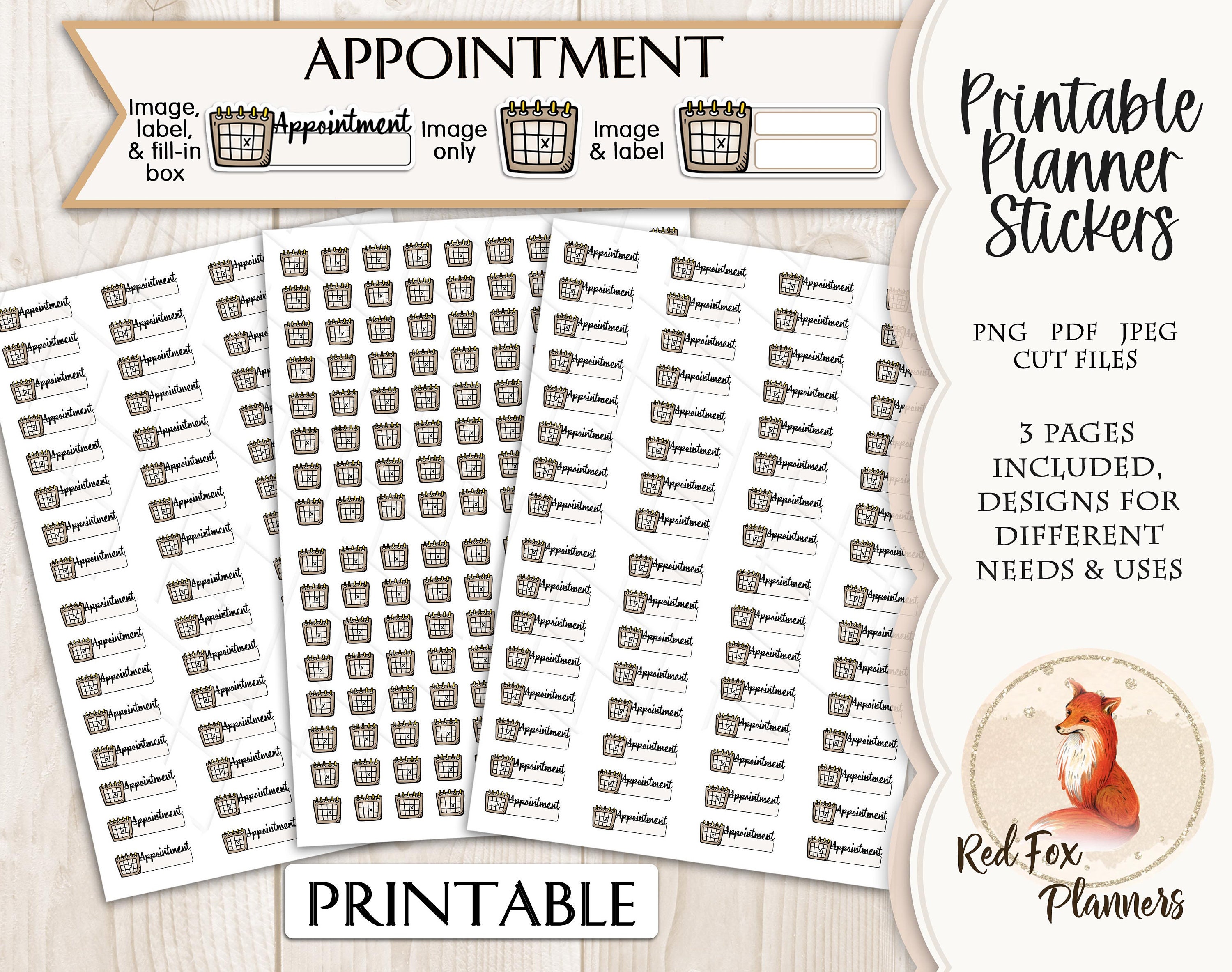 Appointment Functional Digital Printable Stickers Instant | Etsy