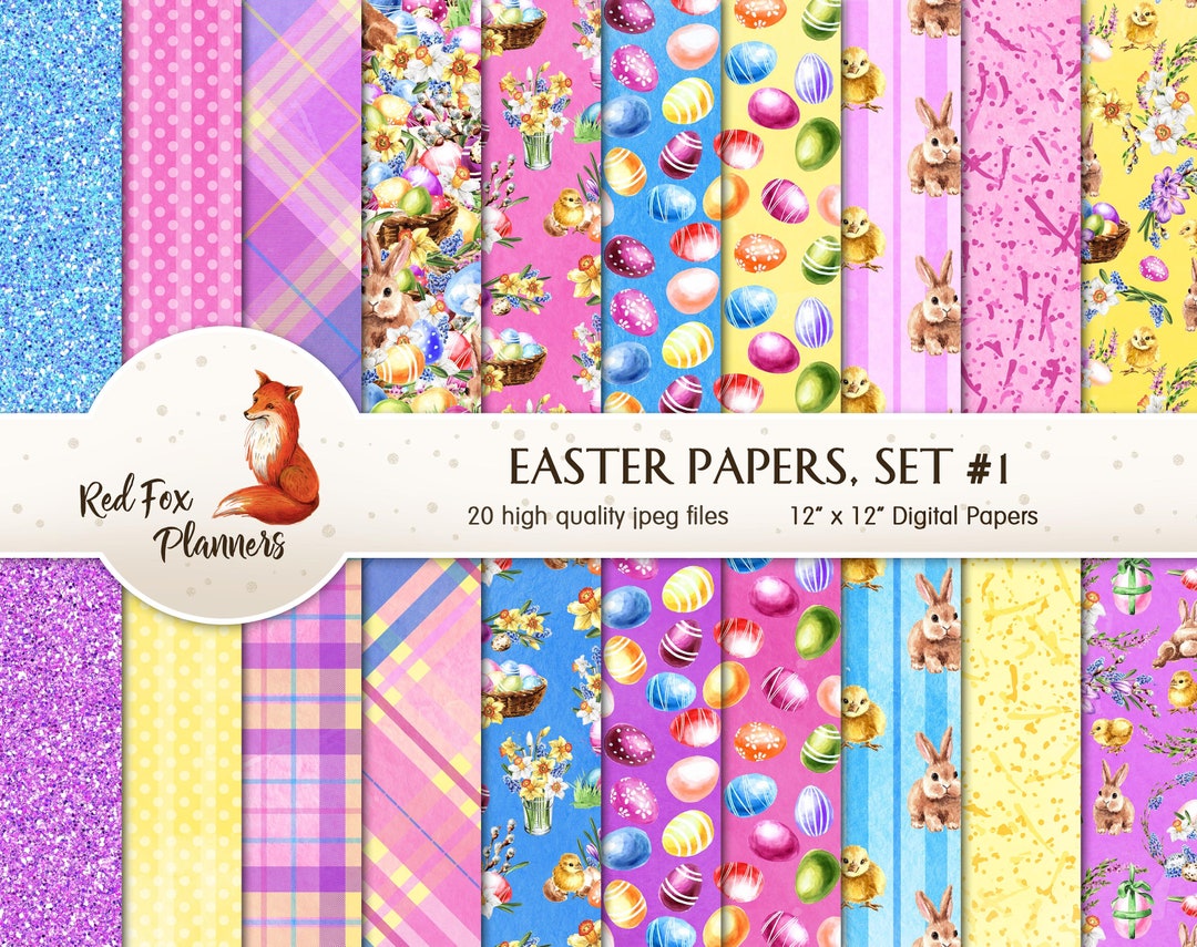 EASTER Set #1 Digital Paper Pack, 20 Quantity, Easter Bunny, Easter ...