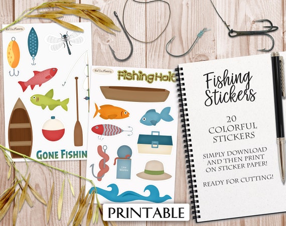 FISHING Stickers 20 Digital Printable Stickers Instant | Etsy