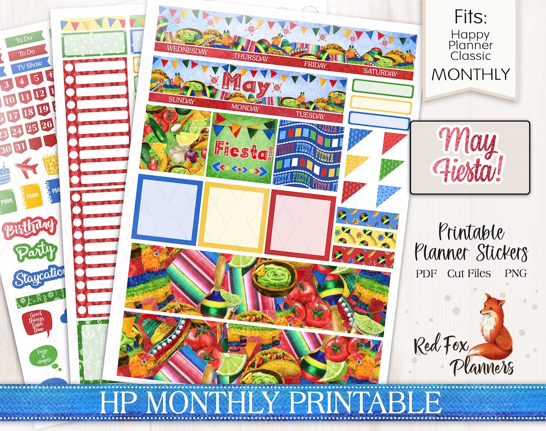 MAY FIESTA Happy Planner (HP) Monthly Printable Planner Stickers, Cinco ...