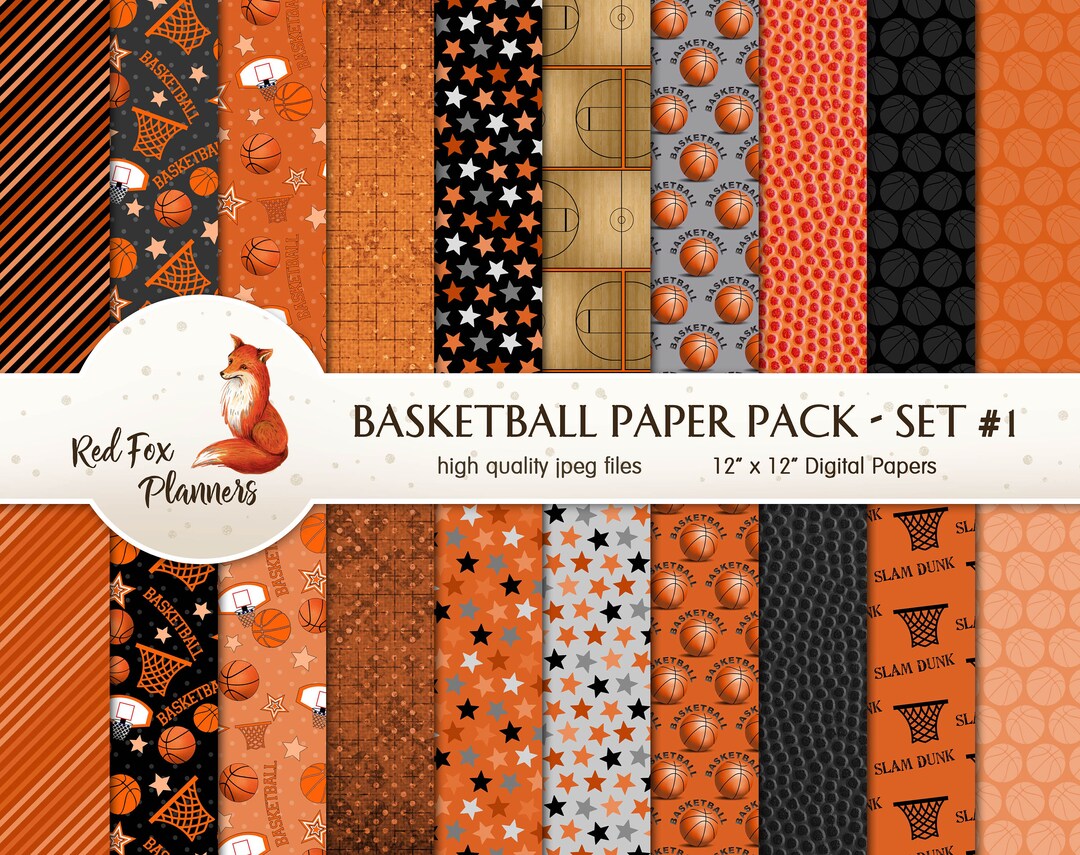 BASKETBALL Set #1 Digital Paper Pack, 20 Quantity, Hoops, Basket, Ball ...