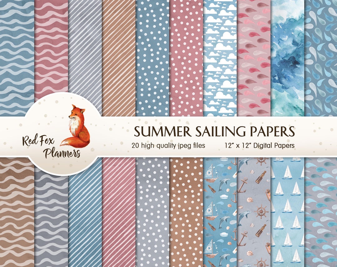 SUMMER SAILING Digital Paper Pack, 20 Quantity, Nautical, Lighthouse ...