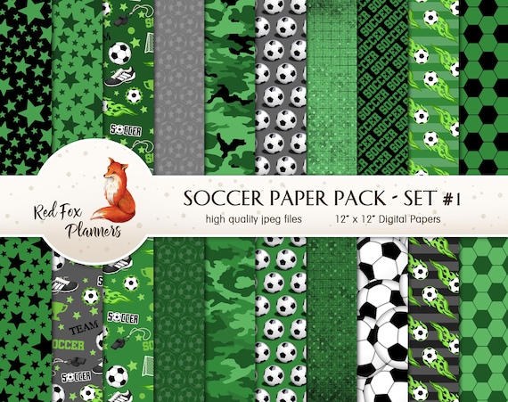 SOCCER Set 1 Digital Paper Pack 20 Quantity Grass Field - Etsy
