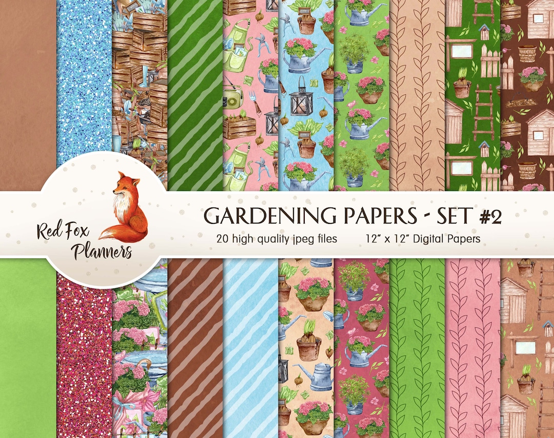 GARDENING Set #2 Digital Paper Pack, 20 Quantity, Spring, Garden ...