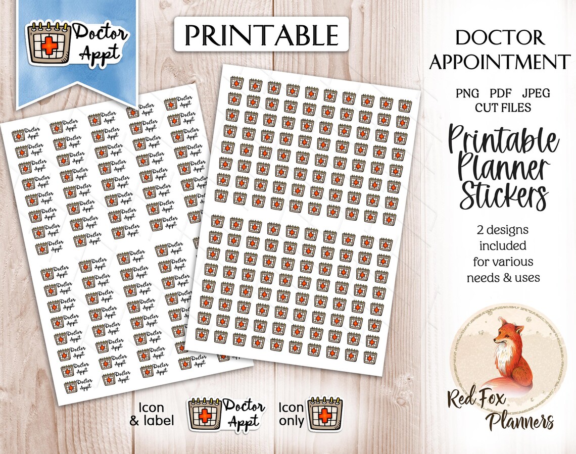 Doctor Appointment Functional Digital Printable Stickers, Instant ...
