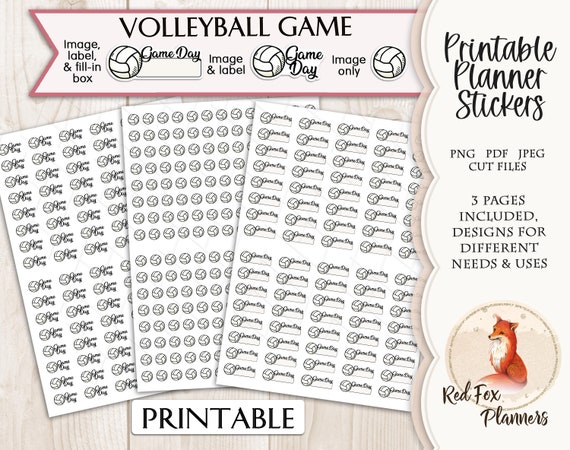 VOLLEYBALL GAME Functional Digital Printable Stickers Instant - Etsy