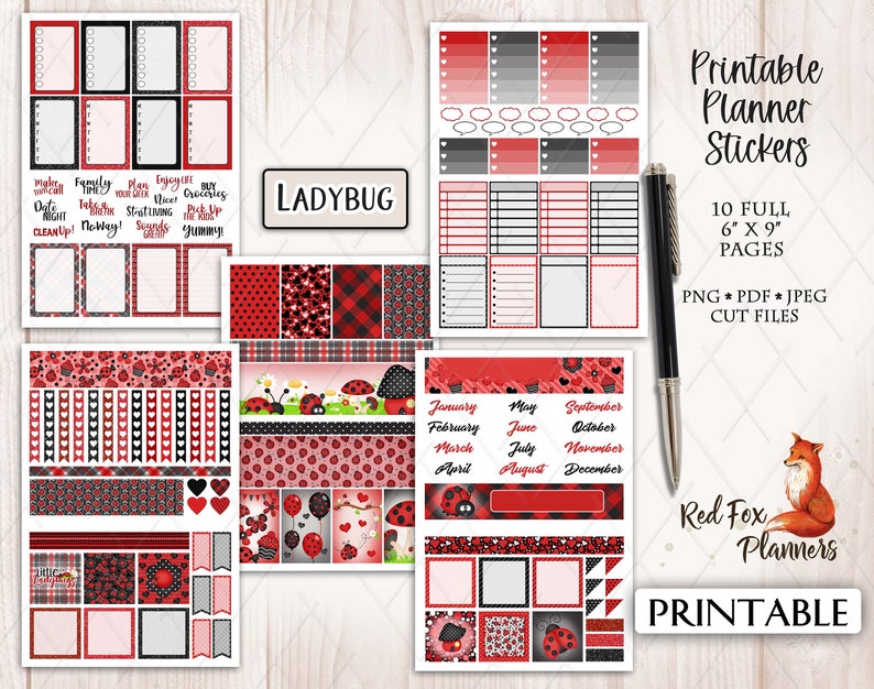 LADYBUG Happy Planner Printable Planner Sticker Kit, Ladybugs ...