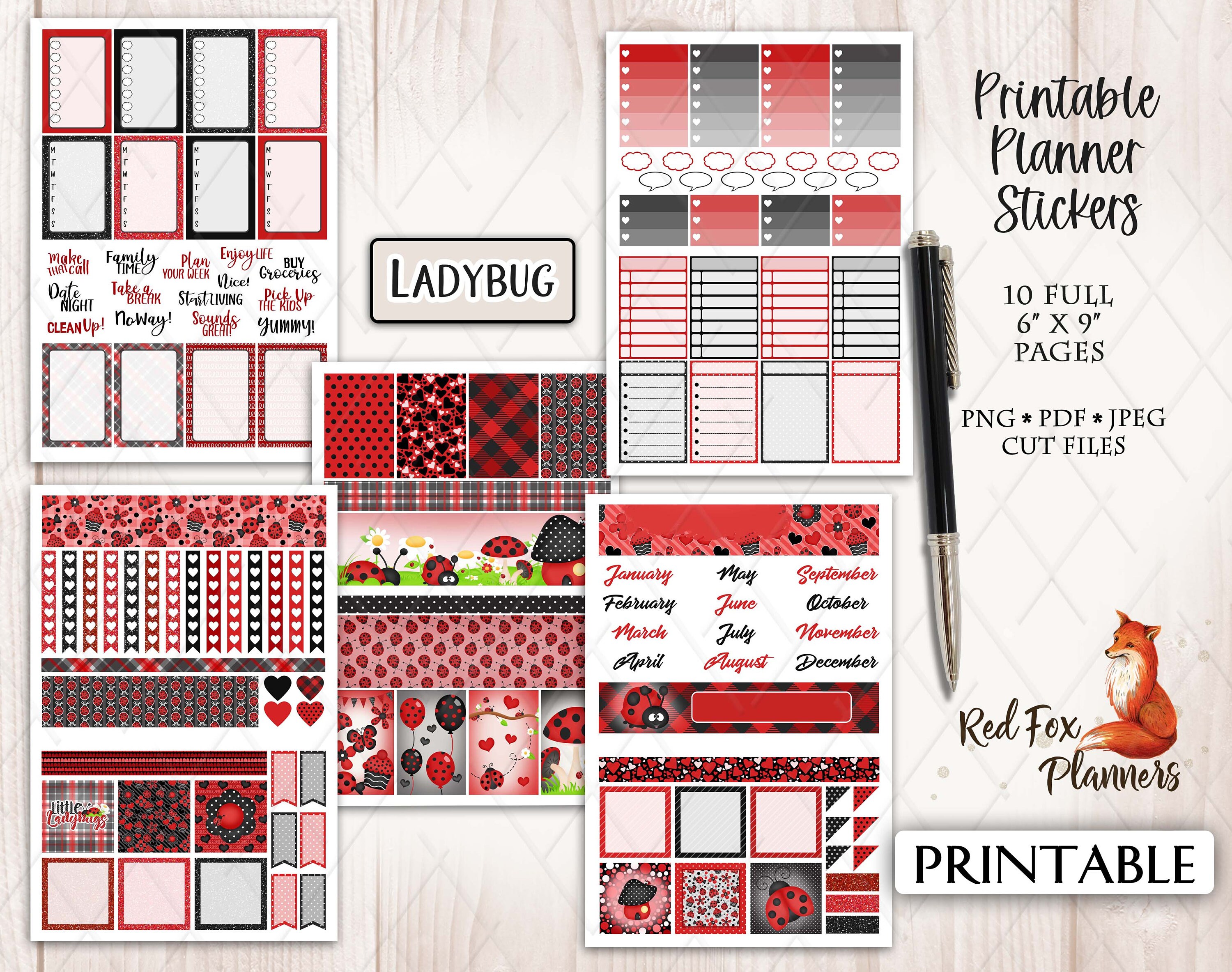 LADYBUG Happy Planner Printable Planner Sticker Kit, Ladybugs ...