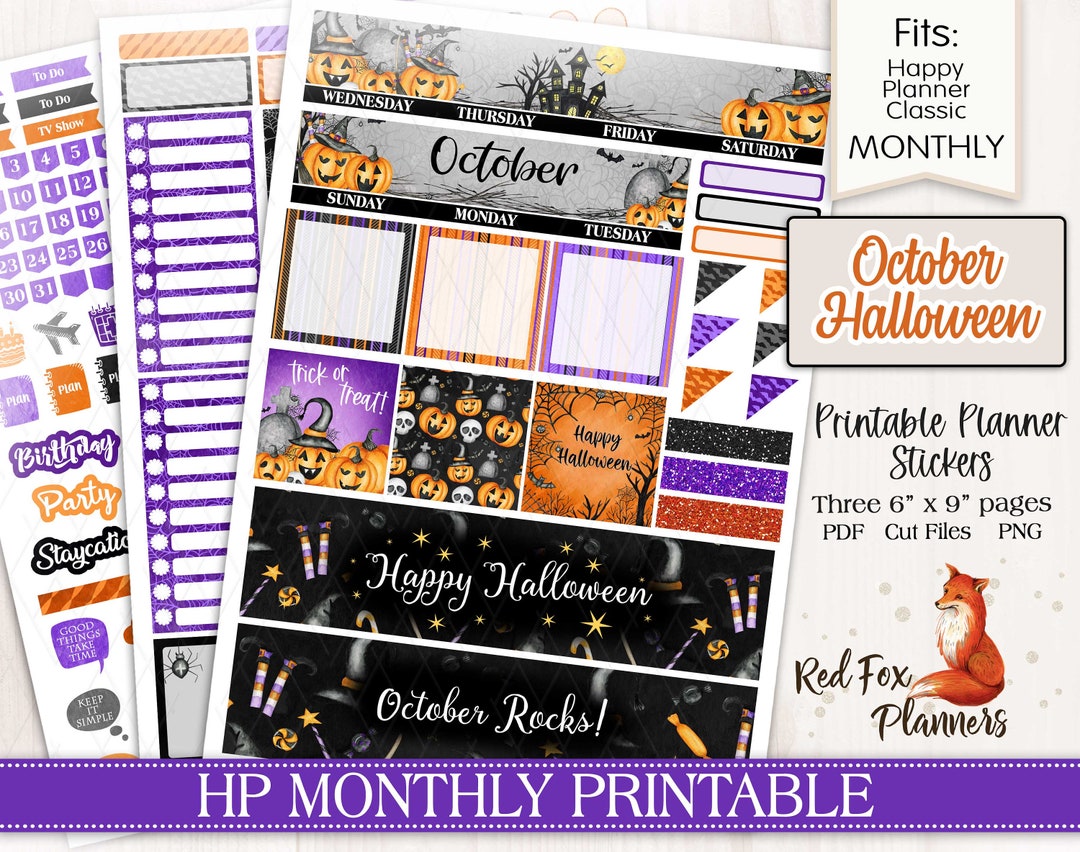 HALLOWEEN Happy Planner Classic (HP) Printable Monthly Planner Stickers ...