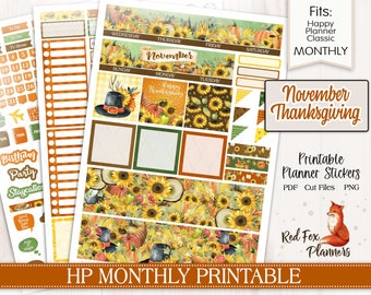 Printable November Planner Stickers - Etsy