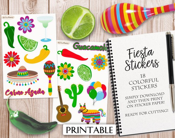 FIESTA Stickers 18 Digital Printable Stickers Instant | Etsy