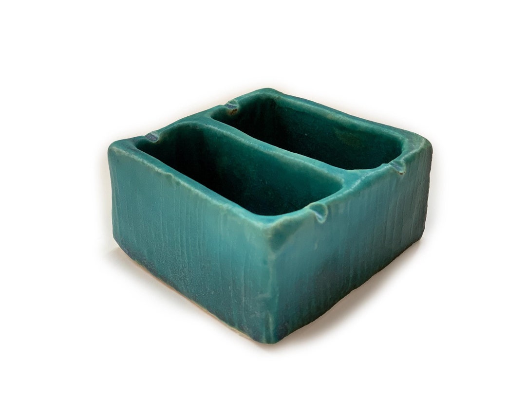 BLUES: Small Ceramic Double Water Rinse Cup for Watercolor Painting - Etsy