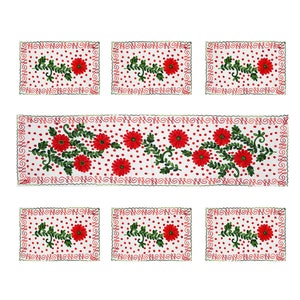 Handmade Suzani Wool-thread Embroidery Runner & Placemats - Center and ...