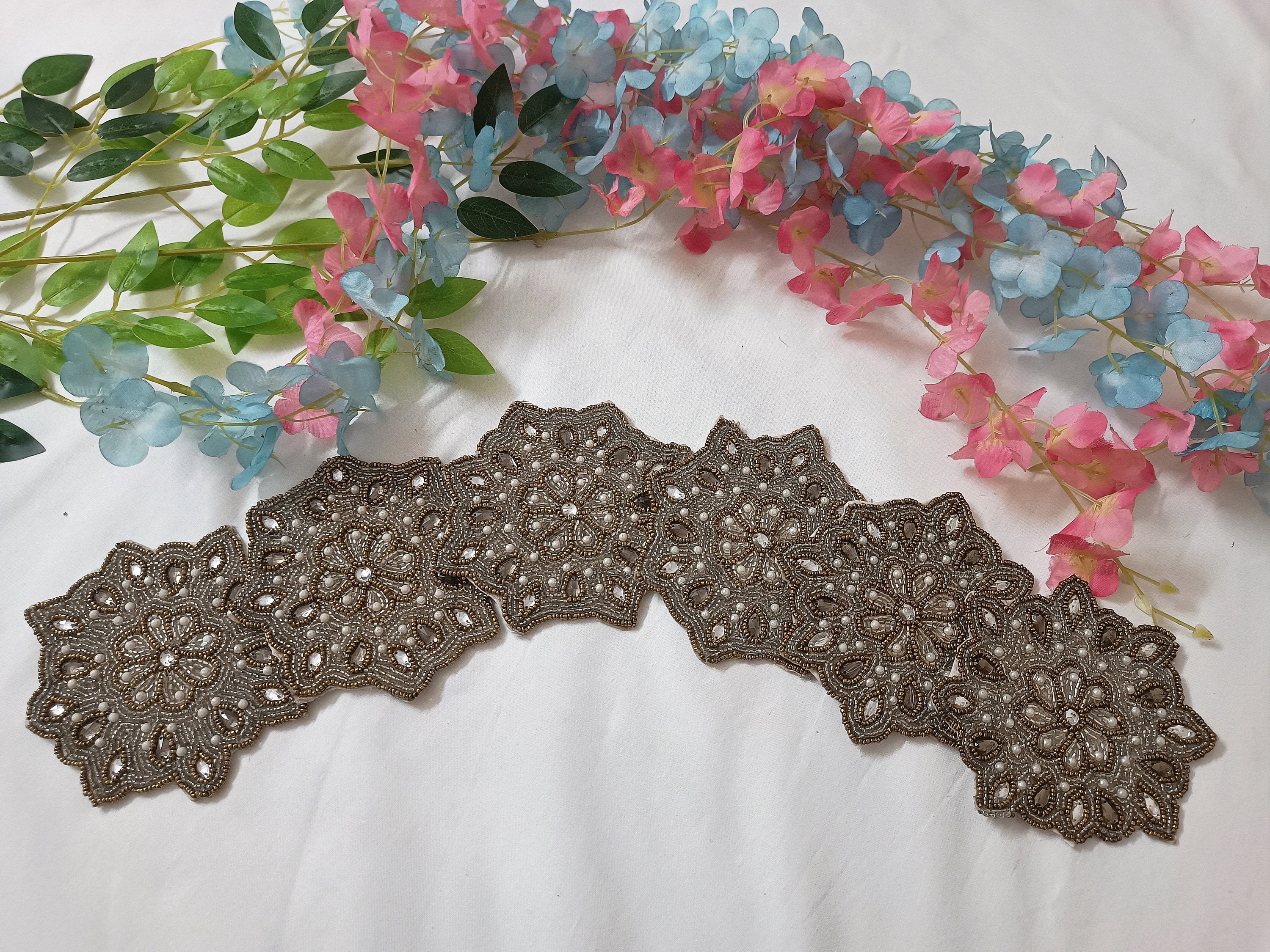 Handmade White and Silver Pearls Star Theme Beaded Coasters Set of 2, 4 ...