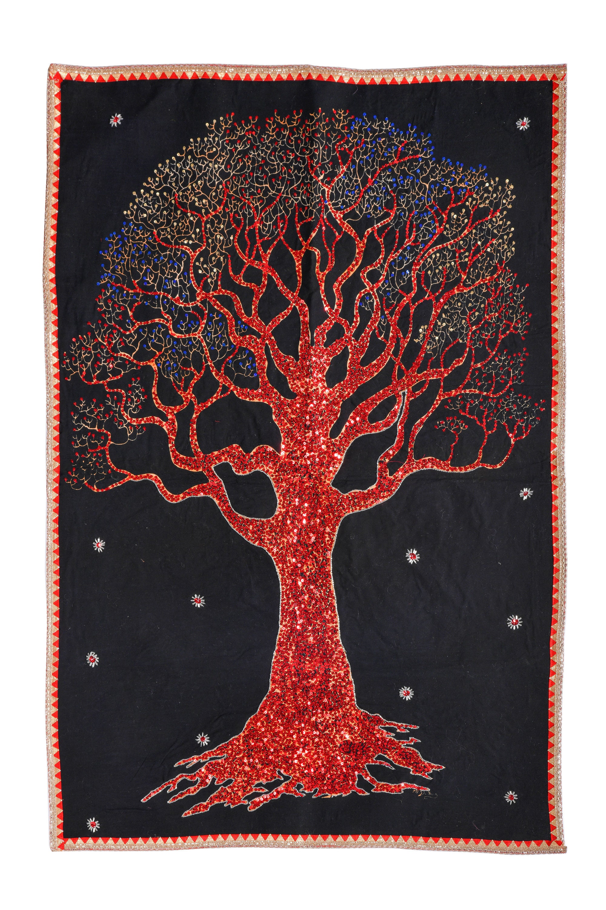 Handmade Red & Black Tree of Life Beaded Embroidered Forest - Etsy